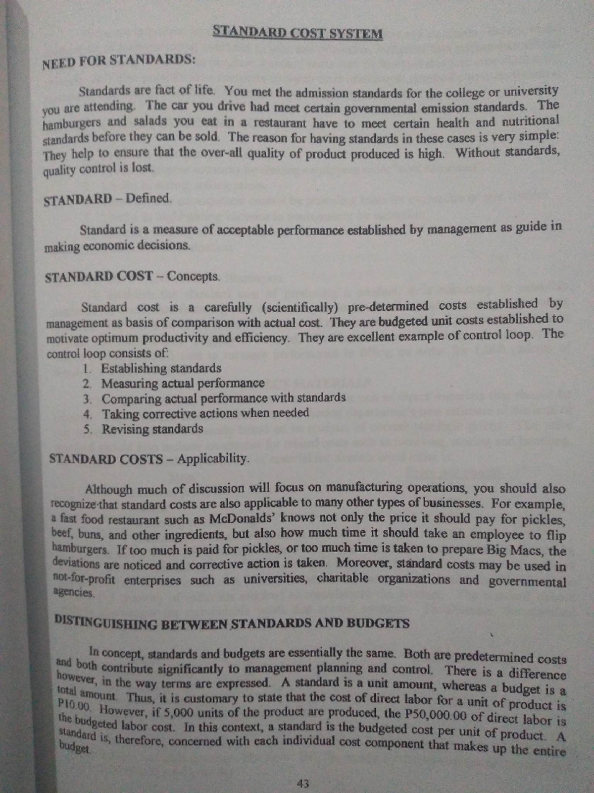 5-Standard-Costing - dsads - STANDARD COST SYSTEM NEED FOR STANDARDS ...