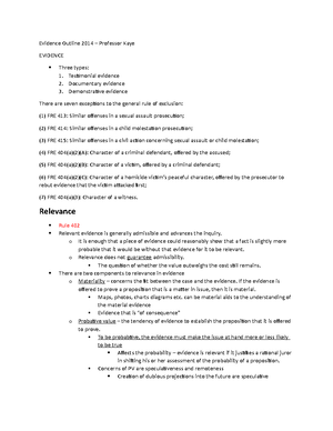 Evidence Outline - Evidence Outlines 12- Procedural v. Substantive ...