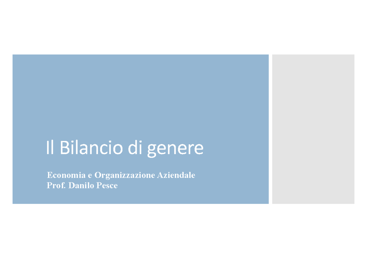 EOA 2023 Bilancio DI Genere DP - Il Bilancio di genere Economia e ...
