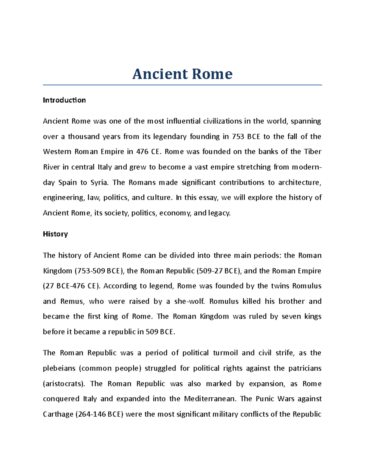 Ancient Rome - Ancient Rome Introduction Ancient Rome was one of the ...