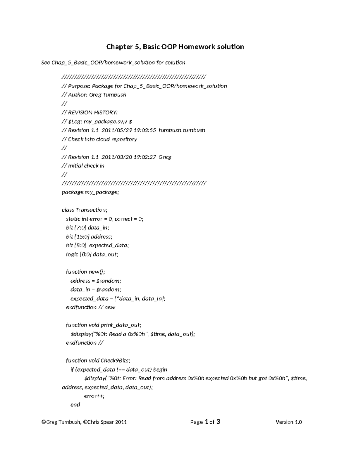Ch5 basiccoop solution - Chapter 5, Basic OOP Homework solution See - Studocu
