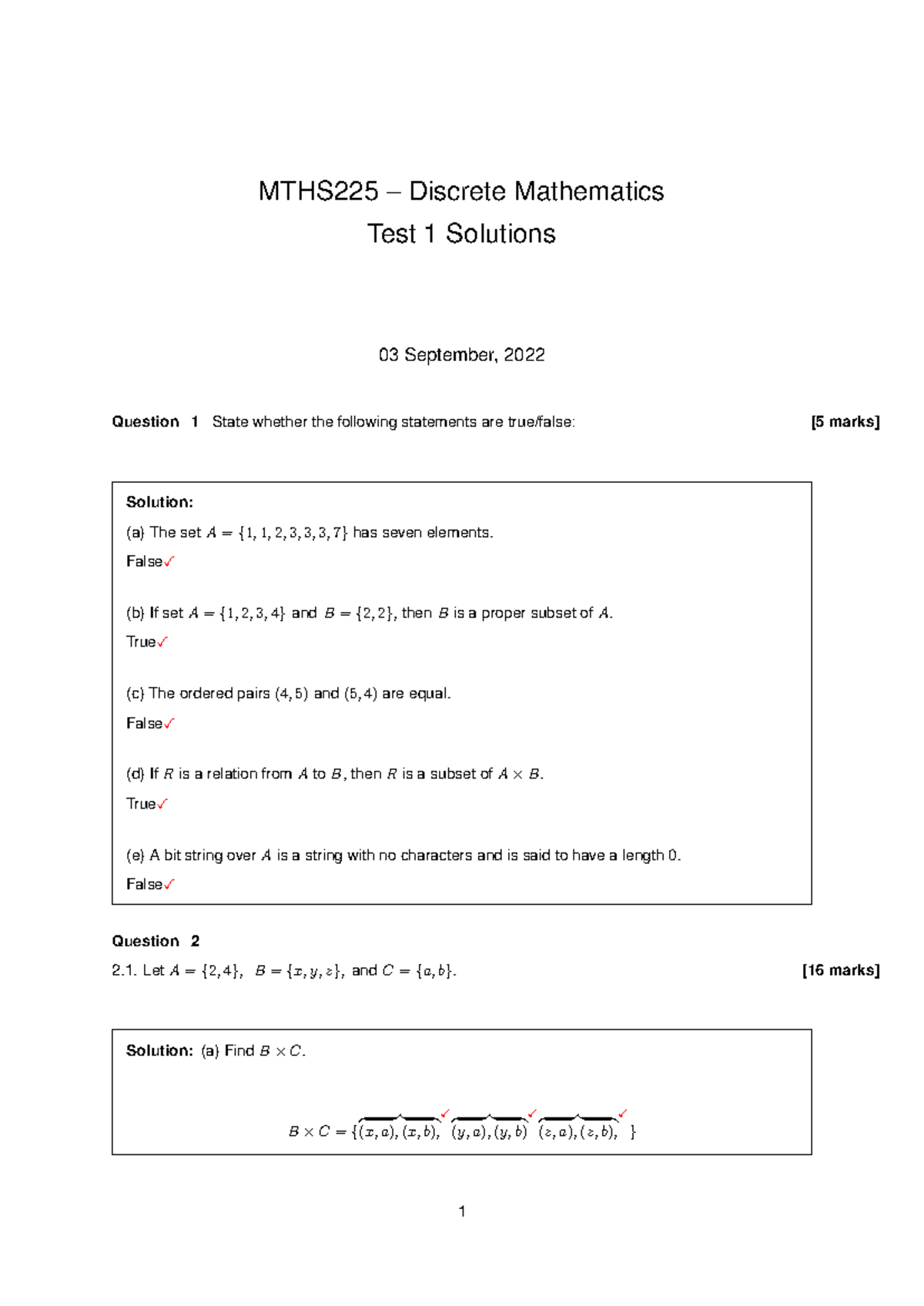 MTHS225 TEST 1 MEMO - notes - MTHS225 – Discrete Mathematics Test 1 ...