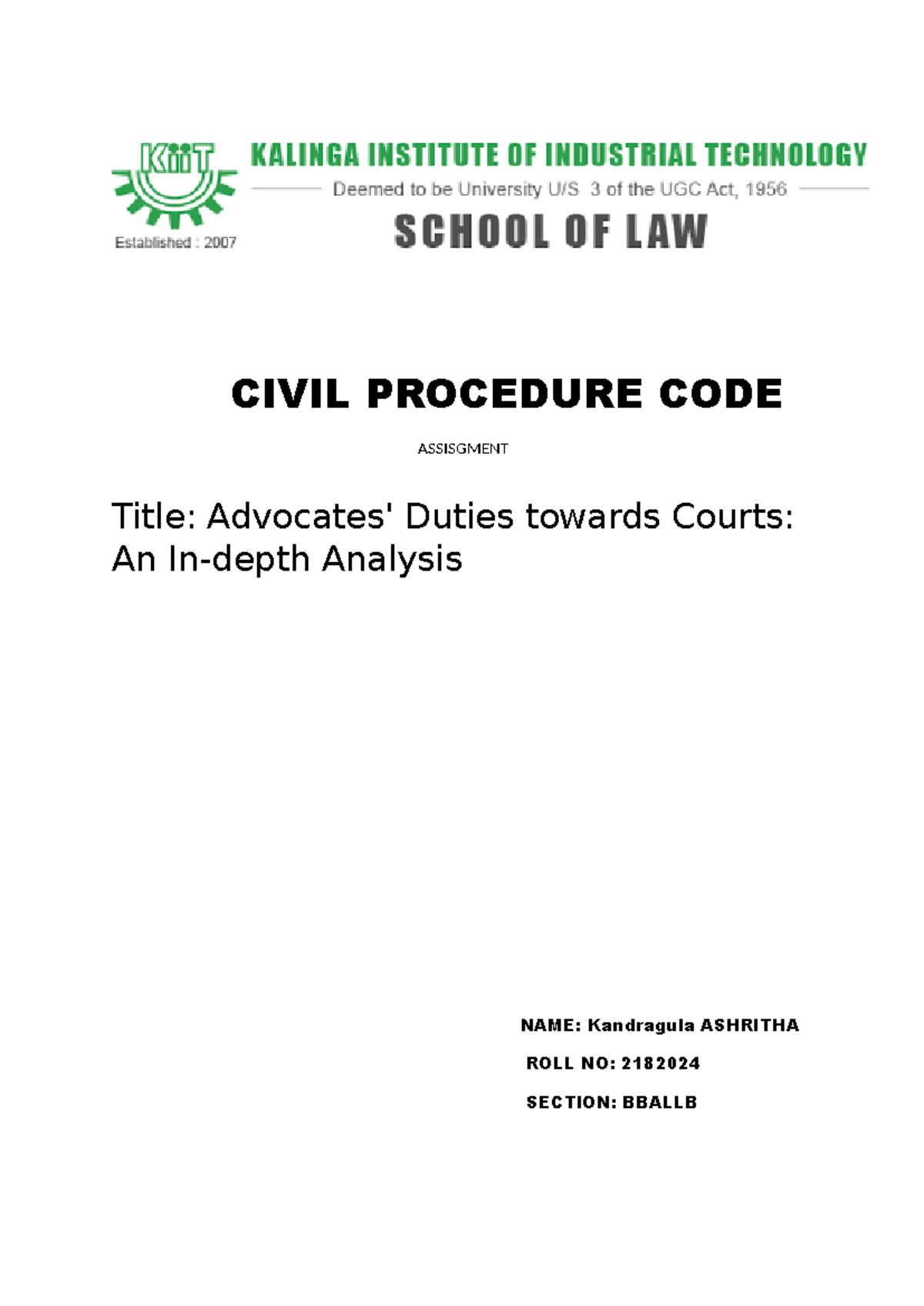 2182024 CPC - jhlj, - CIVIL PROCEDURE CODE ASSISGMENT Title: Advocates ...