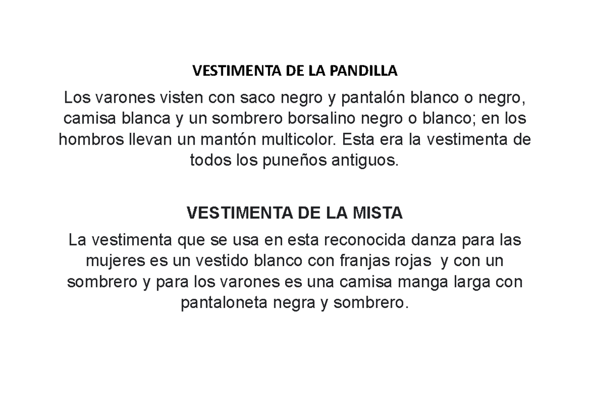 Vestimenta de la Pandilla - VESTIMENTA DE LA PANDILLA Los varones ...