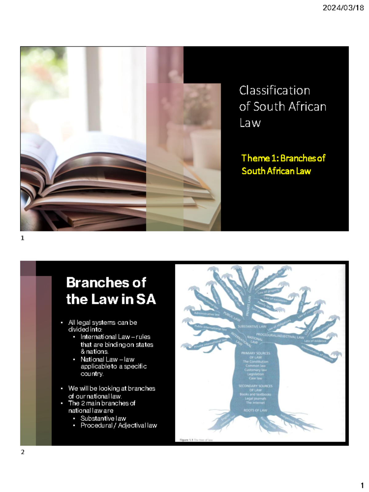 Classification of South African Law - Classification of South African ...