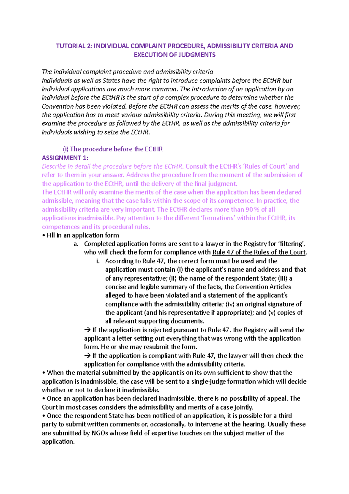 Tutorial 2 EHR - TUTORIAL 2: INDIVIDUAL COMPLAINT PROCEDURE ...