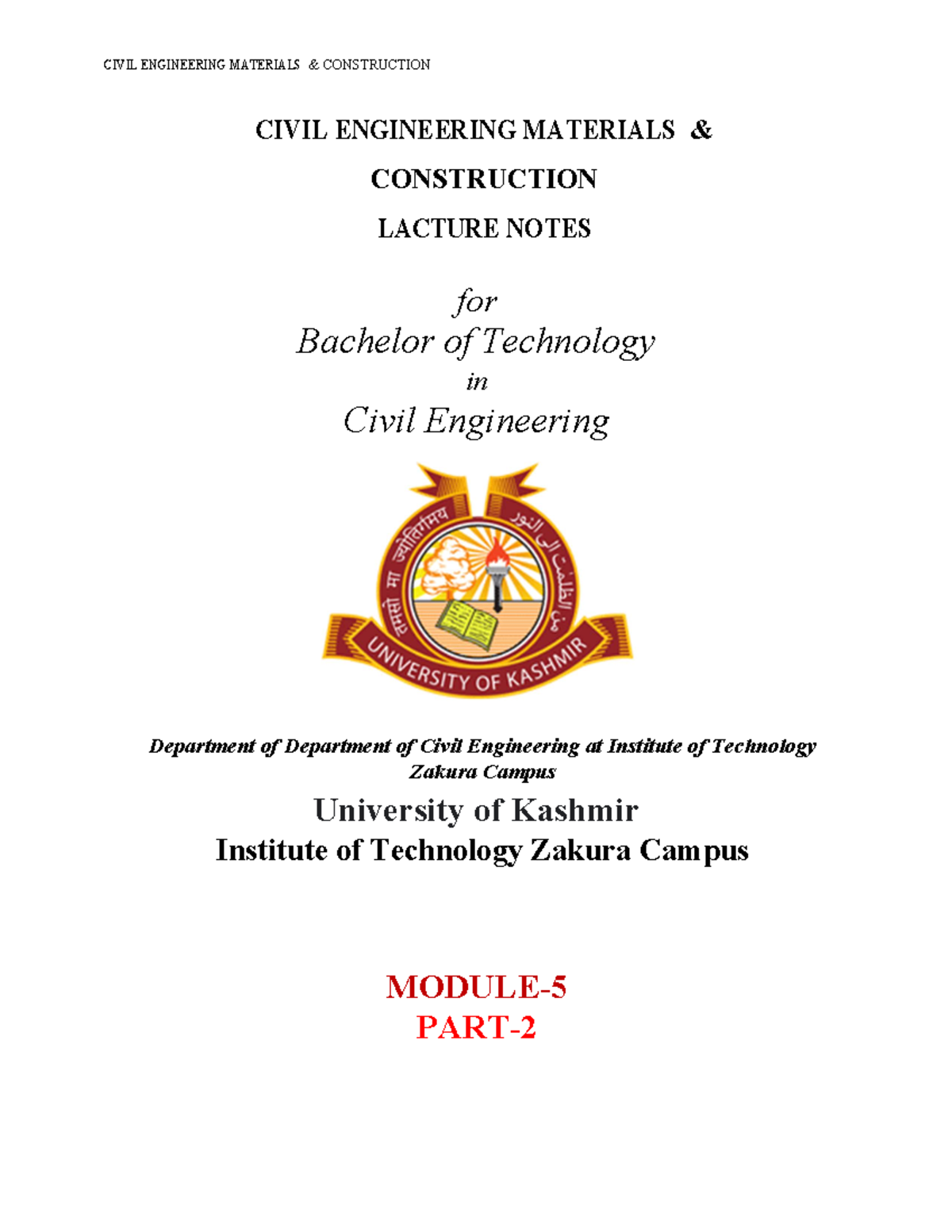Civil Engineering Materials and Construction Module 5 Part 2 - CIVIL ...