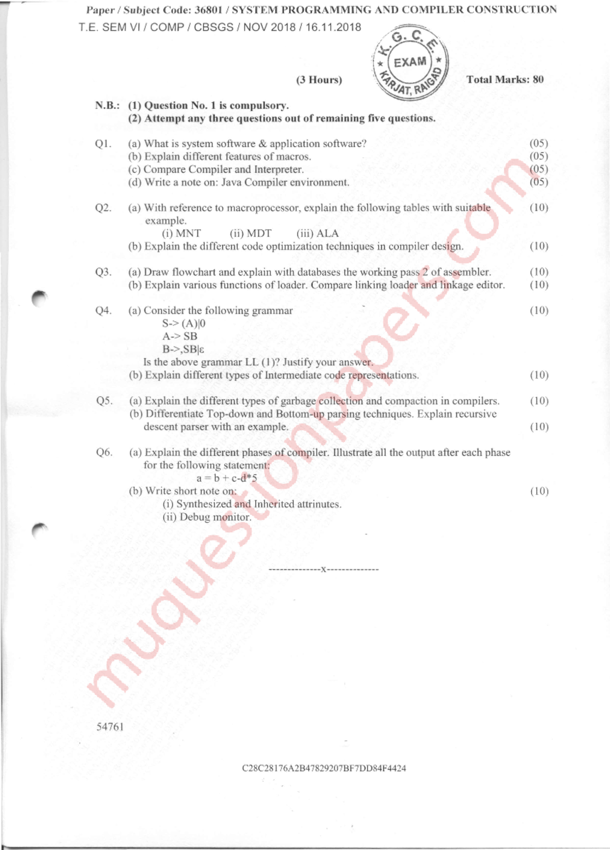 TE- Comps SEM6 SPCC DEC18-DEC 2018 - Computer Engineering - Studocu