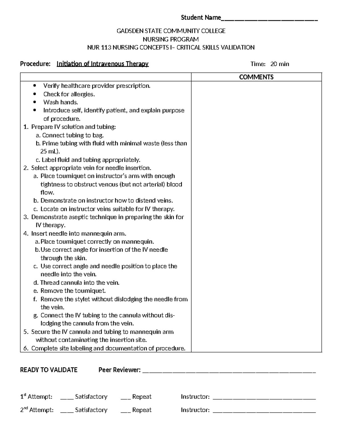 113 Validation Sheets Rev 12 10 19 Gadsden State Community College