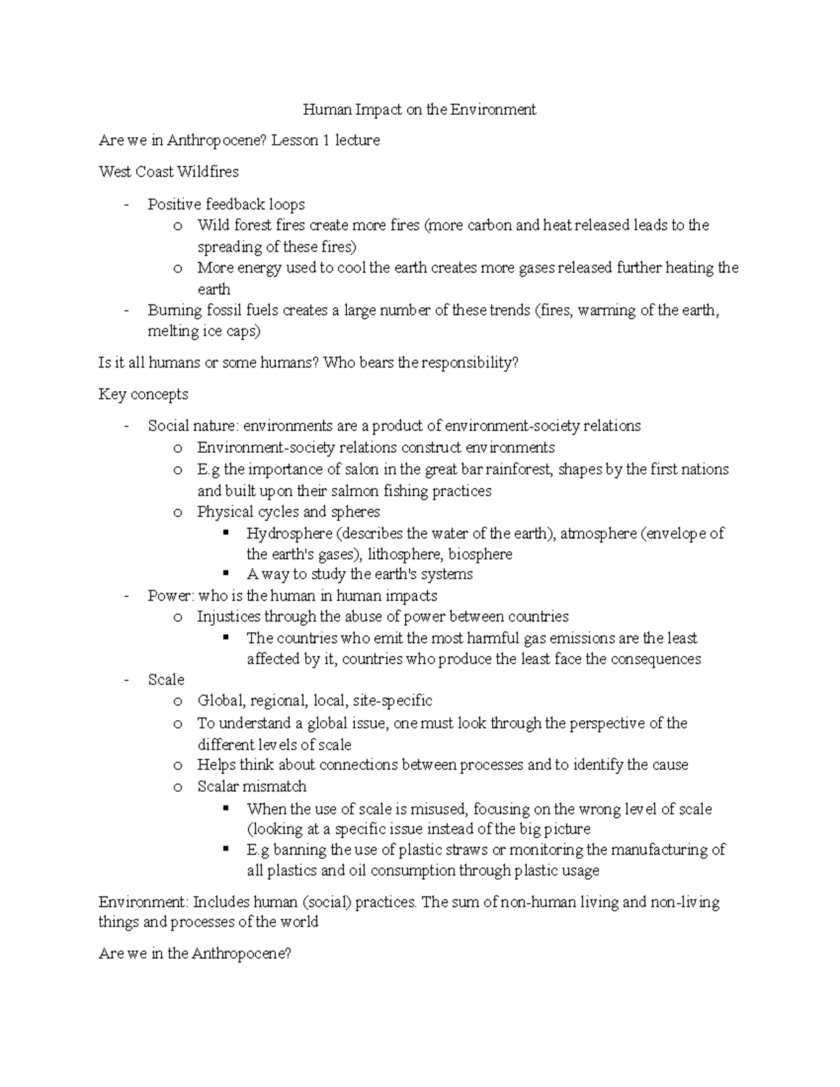 Week 1 - Are we in Anthropocene - Human Impact on the Environment Are ...