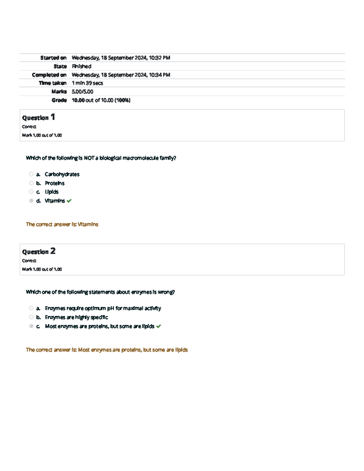 Self Quiz Unit 2 Attempt Review Home Started On Wednesday 18