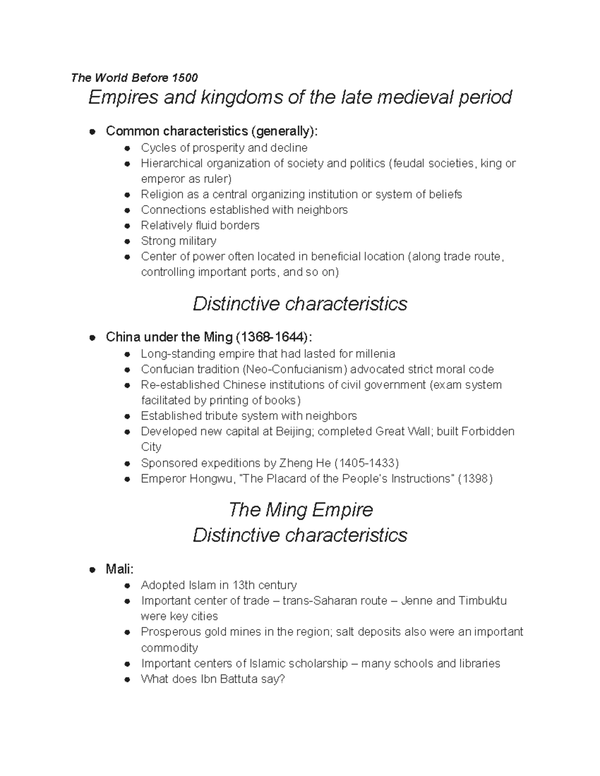 The World Before 1500 History 104 - The World Before 1500 Empires and ...