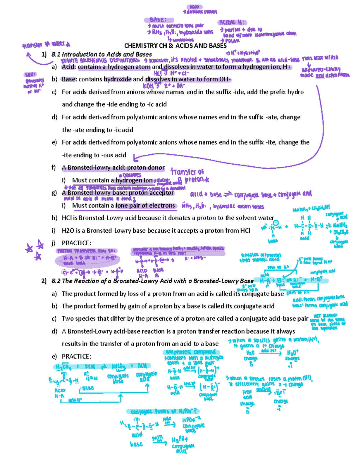 Chemistry CH 8: Acids and Bases - CHEMISTRY CH 8: ACIDS AND BASES 8 ...