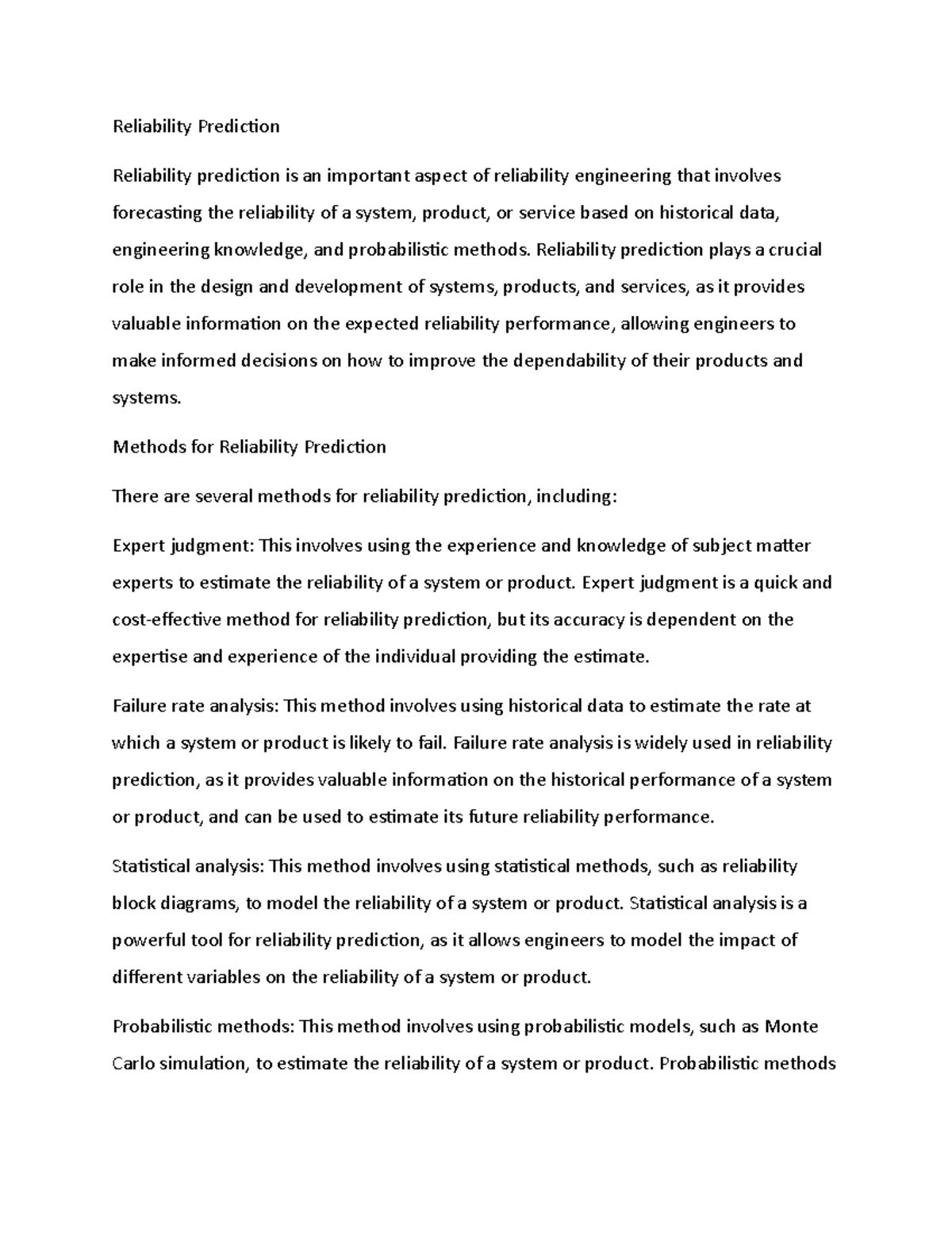 Reliability Prediction - Reliability Prediction Reliability prediction ...