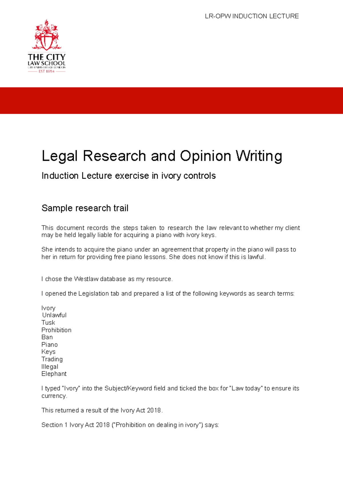 Ivory Act sample trail - Ddssd - LR-OPW INDUCTION LECTURE Legal ...