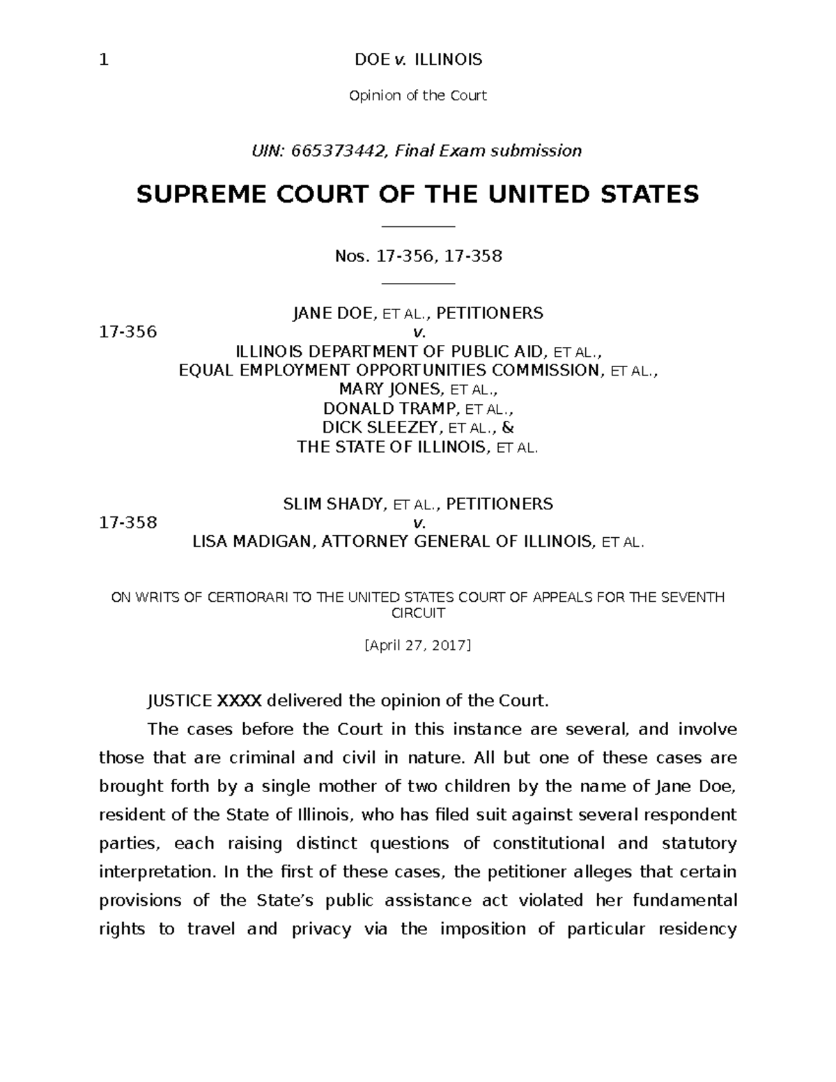 Opinion - Final exam essay - Prof Kevin Lyles tasked students with ...