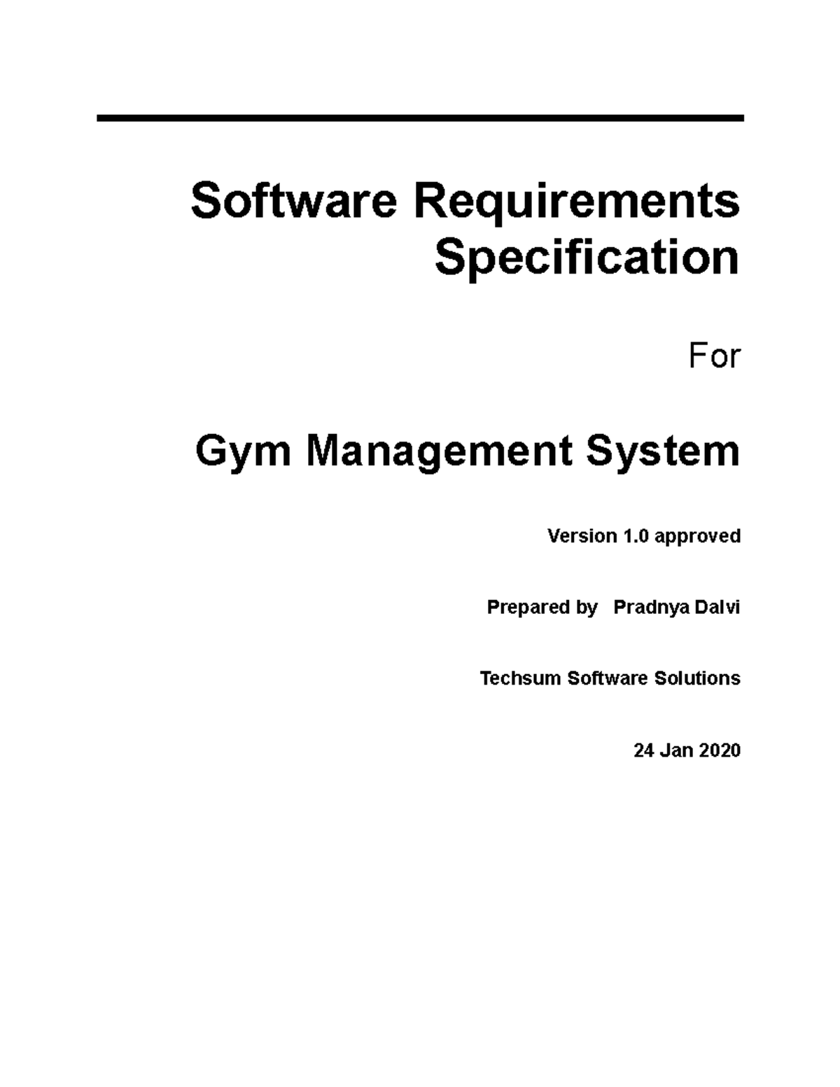Pdfcoffee.com srs-for-gym-managment-system-pdf-free - Software Requirements Specification For ...