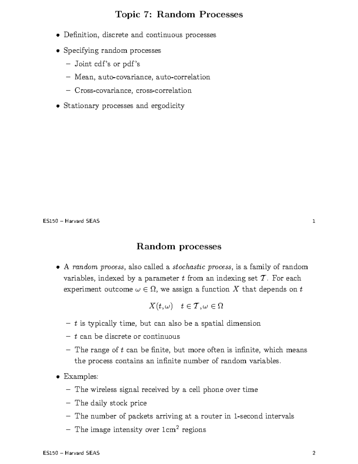 7-sto proc - its a material 0n pattern recognition topic random variables - Topic 7: Random ...