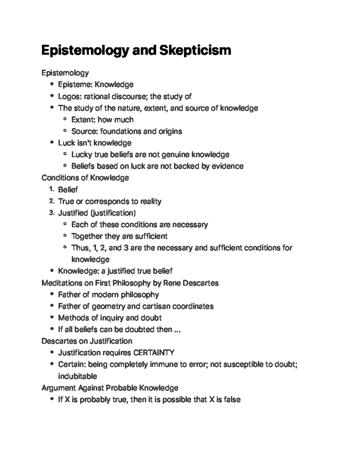 Epistemology and Skepticism - E p i s te m o l o g y a n d S ke p t i c ...