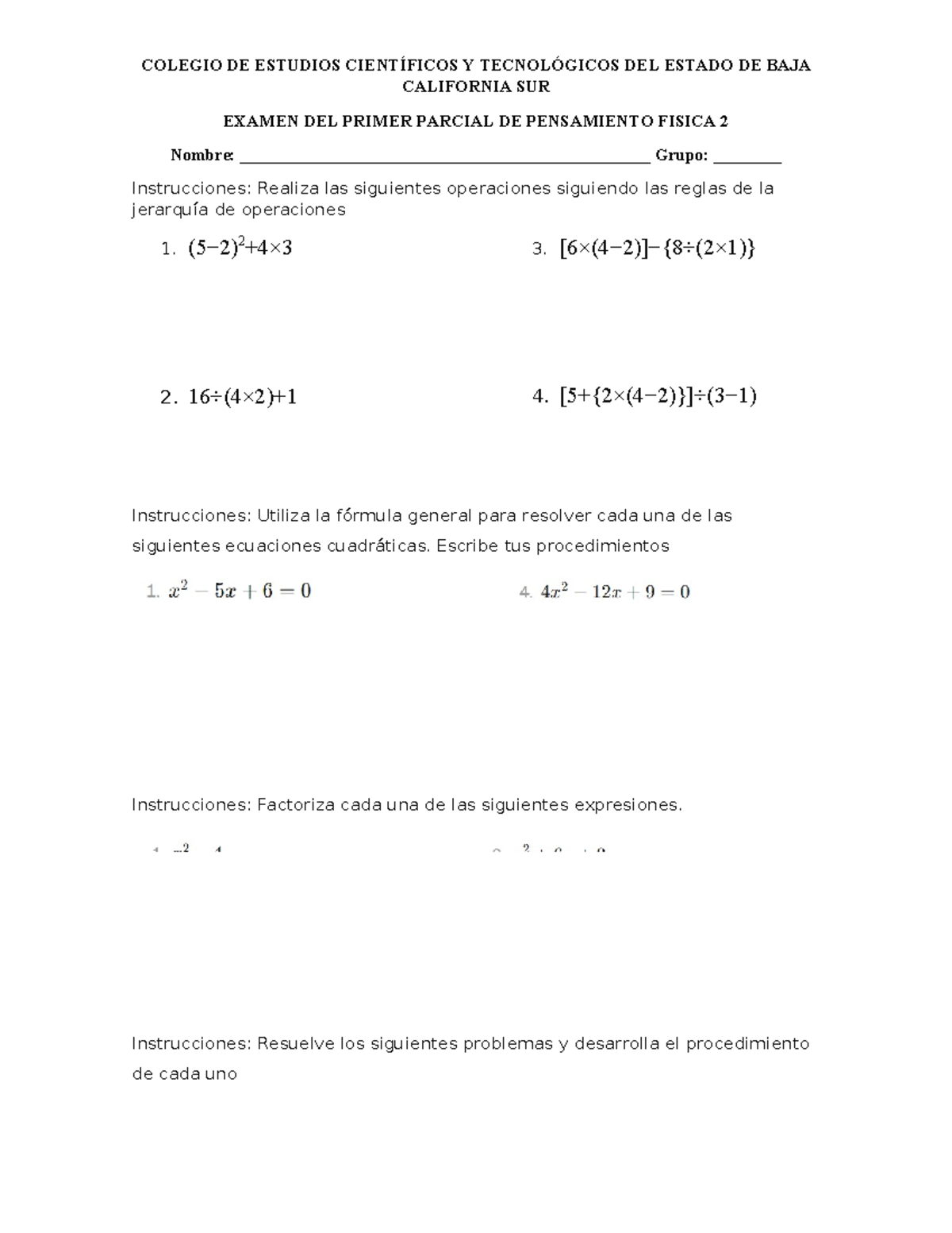 Examen sexto - COLEGIO DE ESTUDIOS CIENTÍFICOS Y TECNOLÓGICOS DEL ...