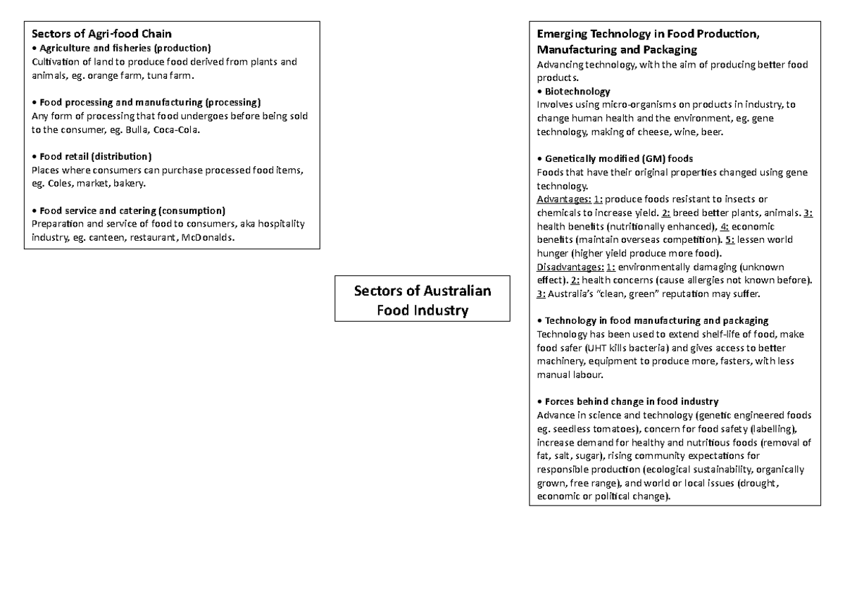Food Tech Notes T1 - Sectors of Australian Food Industry Emerging ...