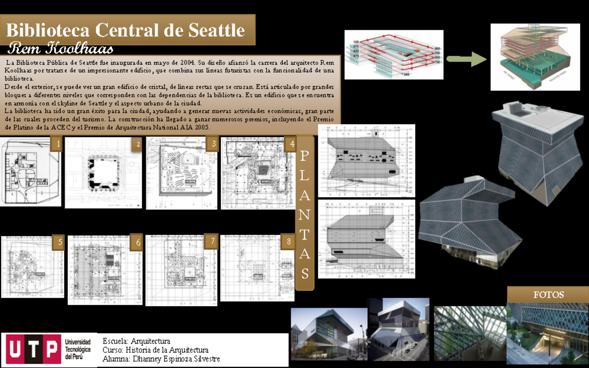 Espinoza Dhanney Semana 08- Historia - Biblioteca Central de Seattle Rem Koolhaas P L A N T A S ...