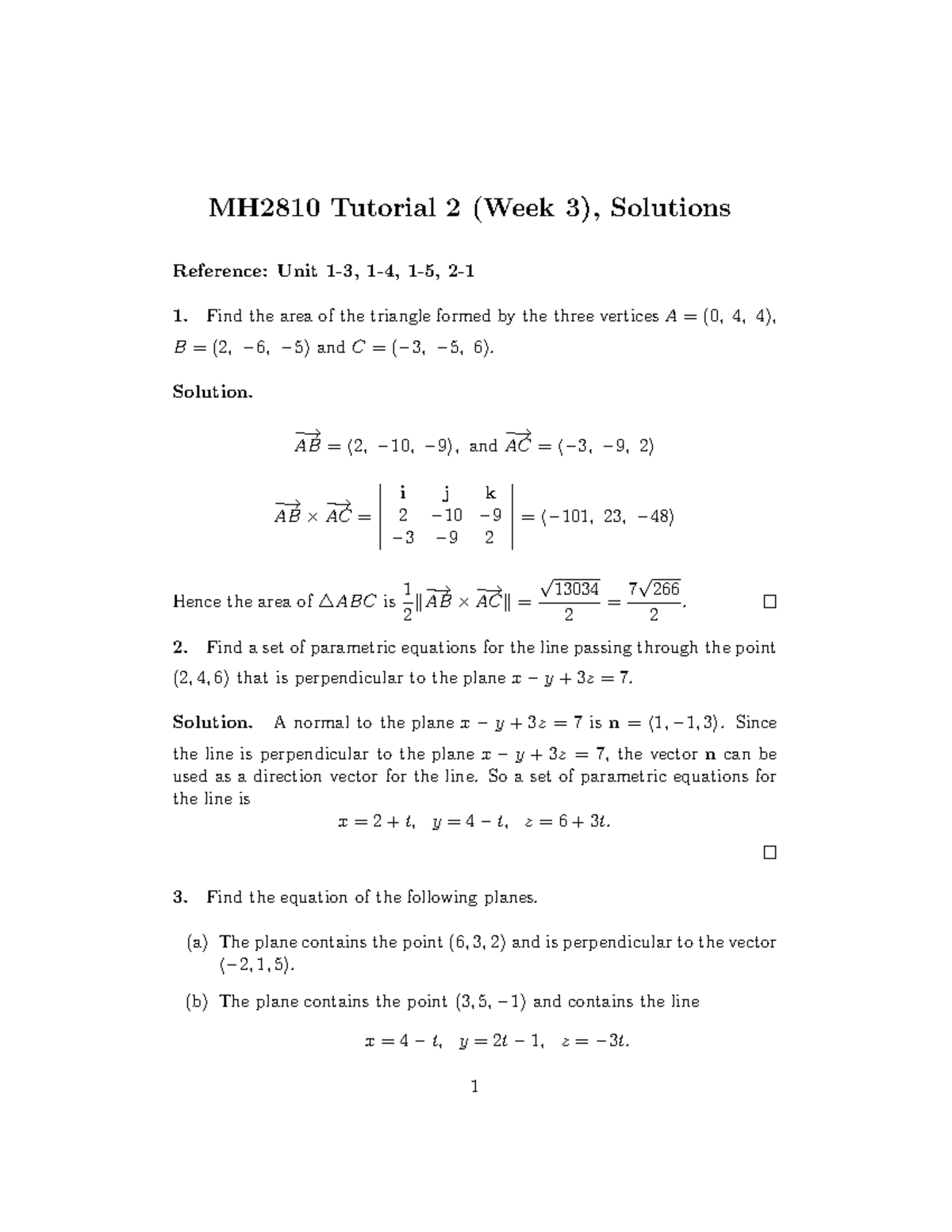 MH2810 Tutorial Solution 2 (2021) - MH2810 - NTU - Studocu