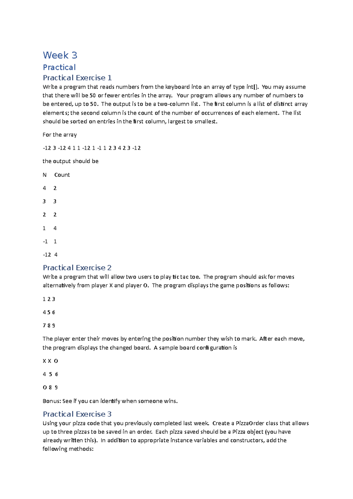 Week 3 Practical Week 3 Practical Practical Exercise 1 Write A Program That Reads Numbers From