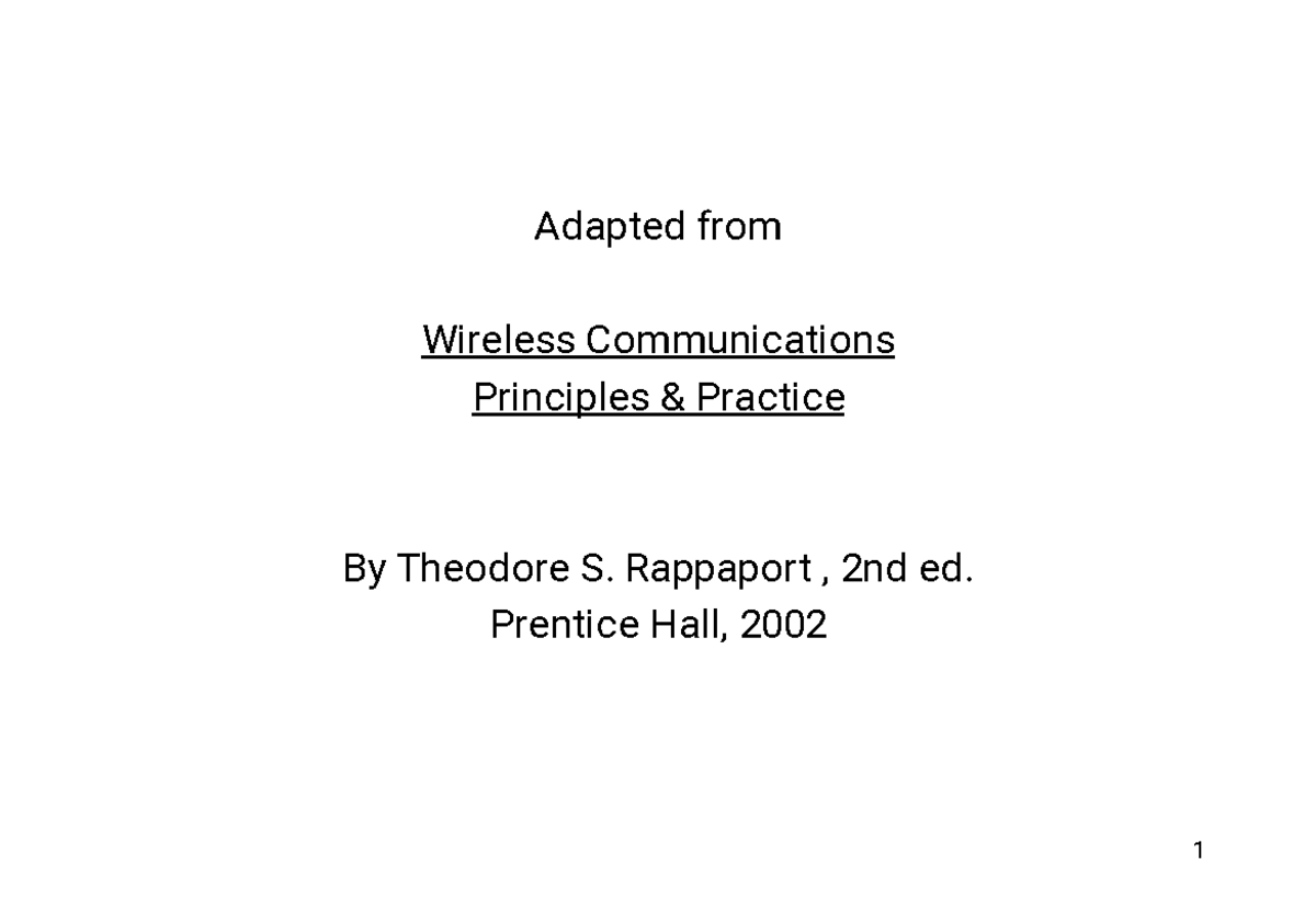 CHAP1 - ........... - Adapted from Wireless Communications Principles ...