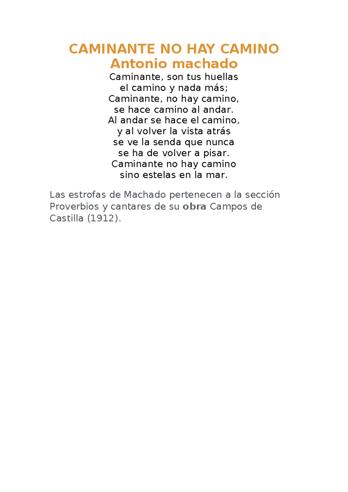 Caminante NO HAY Camino - Literature - CAMINANTE NO HAY CAMINO Antonio ...