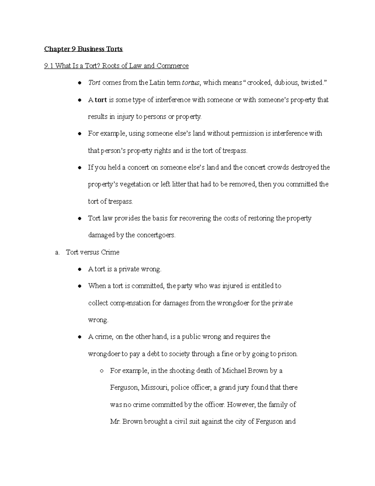 BUS 204 - Chapter 9 Business Torts - Chapter 9 Business Torts 9 What Is ...