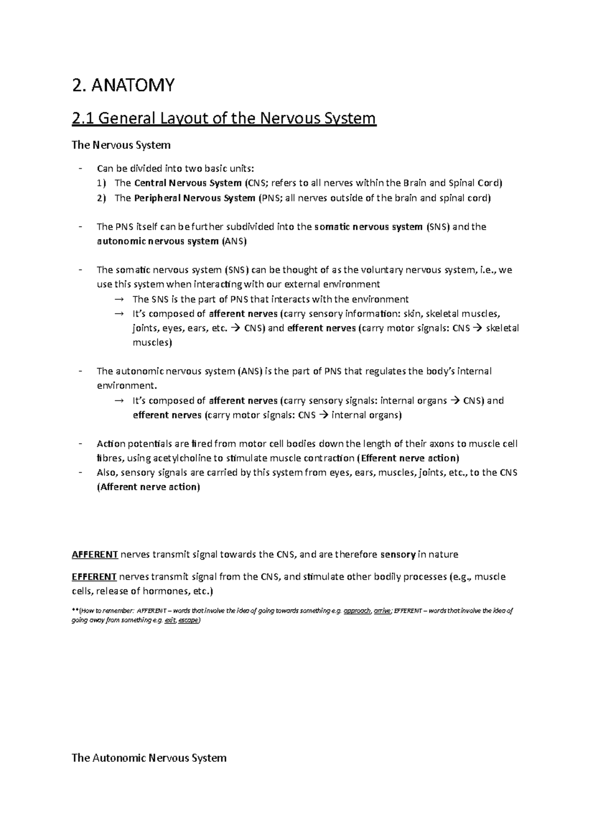 2. Anatomy - Lecture notes 2 - PSYU9A4 - Stirling - Studocu