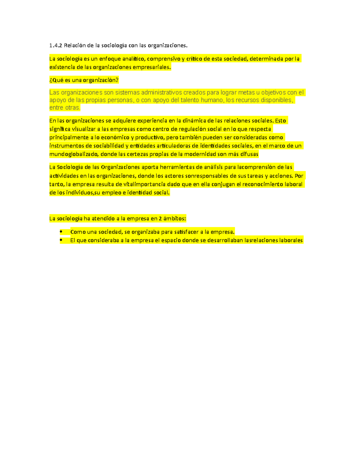 1.4.2 sociologia con organizaciones - 1.4 Relación de la sociología con las organizaciones. La ...