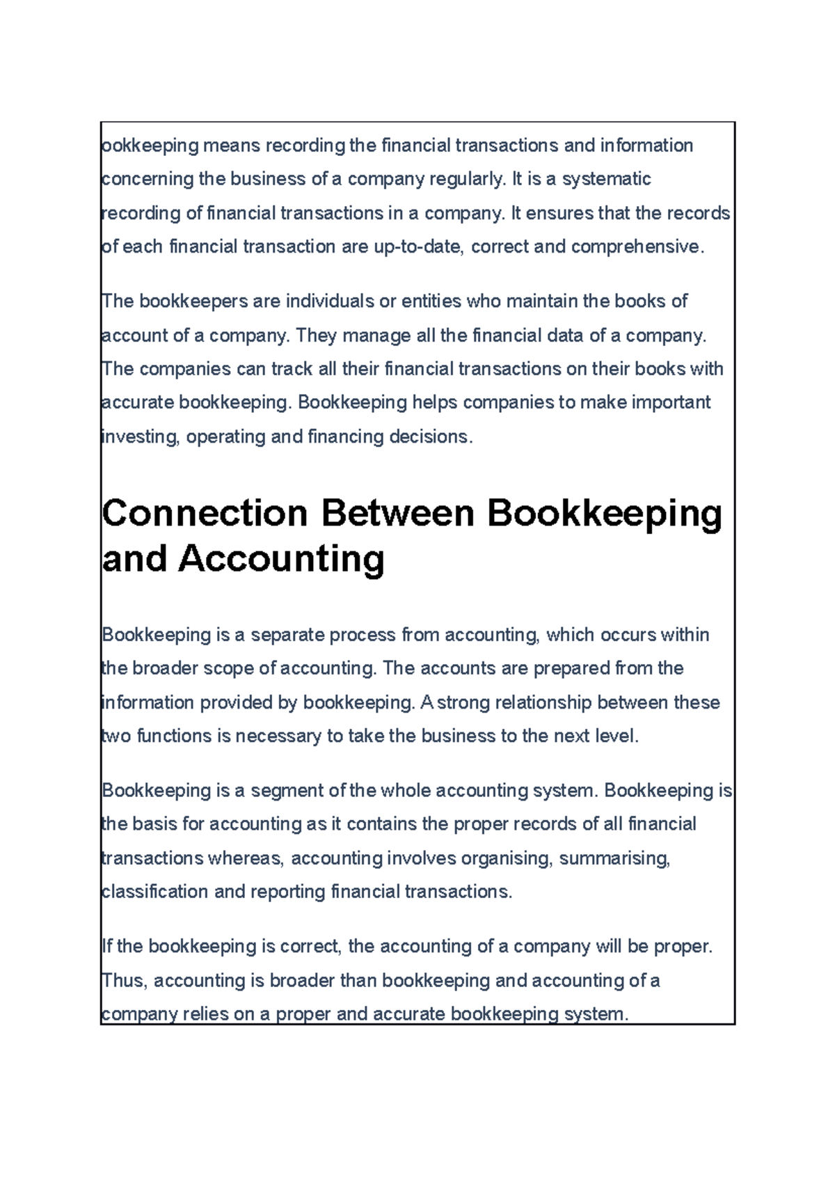 BOOK Keeping - LECTURE NOTES - ookkeeping means recording the financial ...