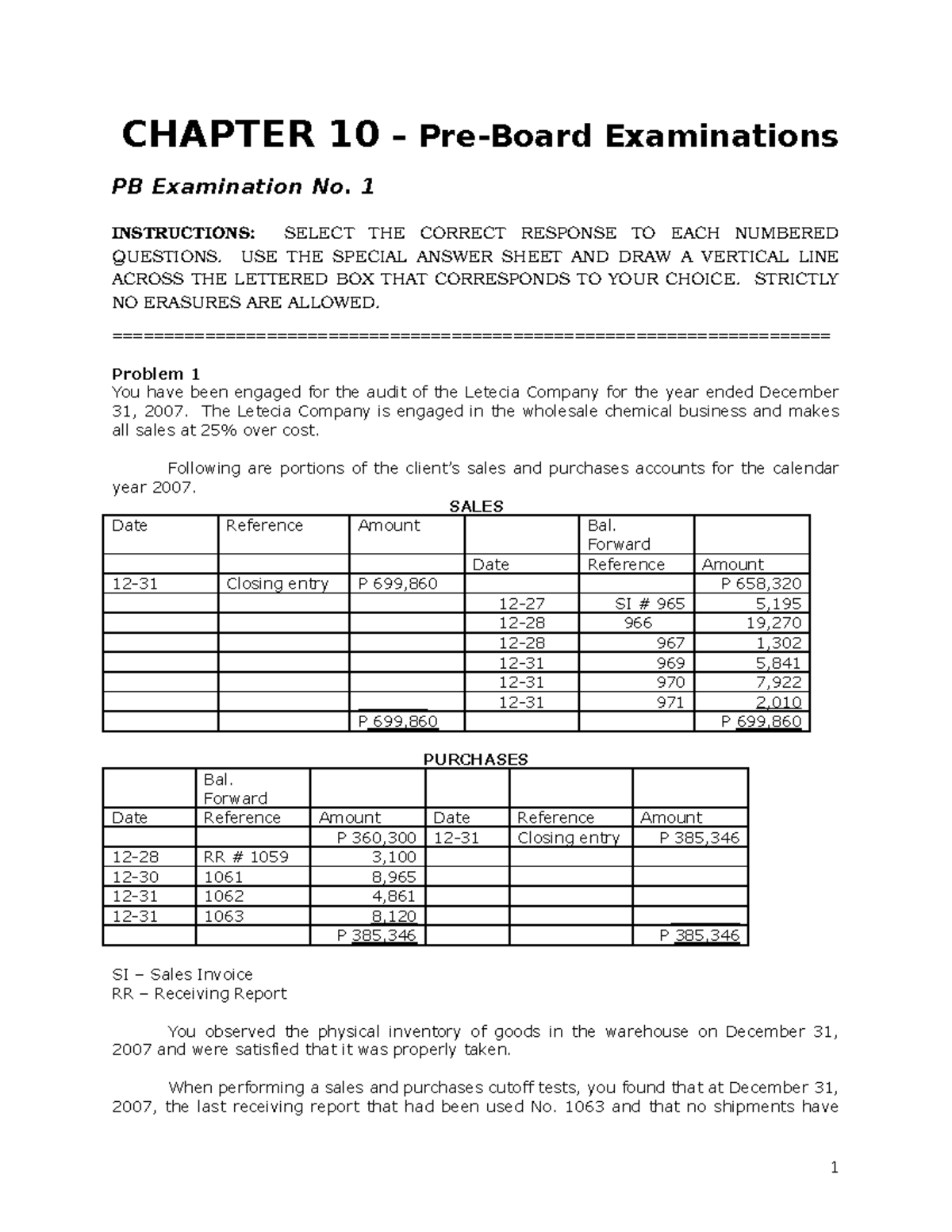 Pdfcoffee - hvgcdxg - CHAPTER 10 – Pre-Board Examinations PB Examination No. 1 INSTRUCTIONS ...
