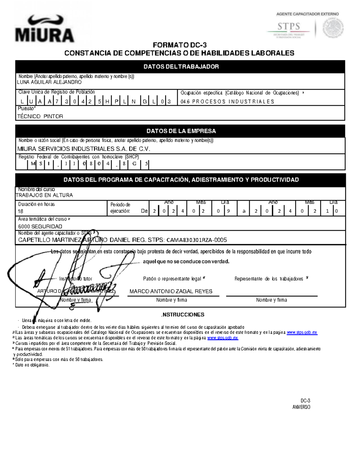 Miura ok - Mio - DC- 3 ANVERSO FORMATO DC- 3 CONSTANCIA DE COMPETENCIAS ...