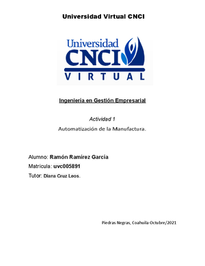 Proyecto modular Automatización de la manufactura - Proyecto modular Universidad CNCI VIRTUAL ...