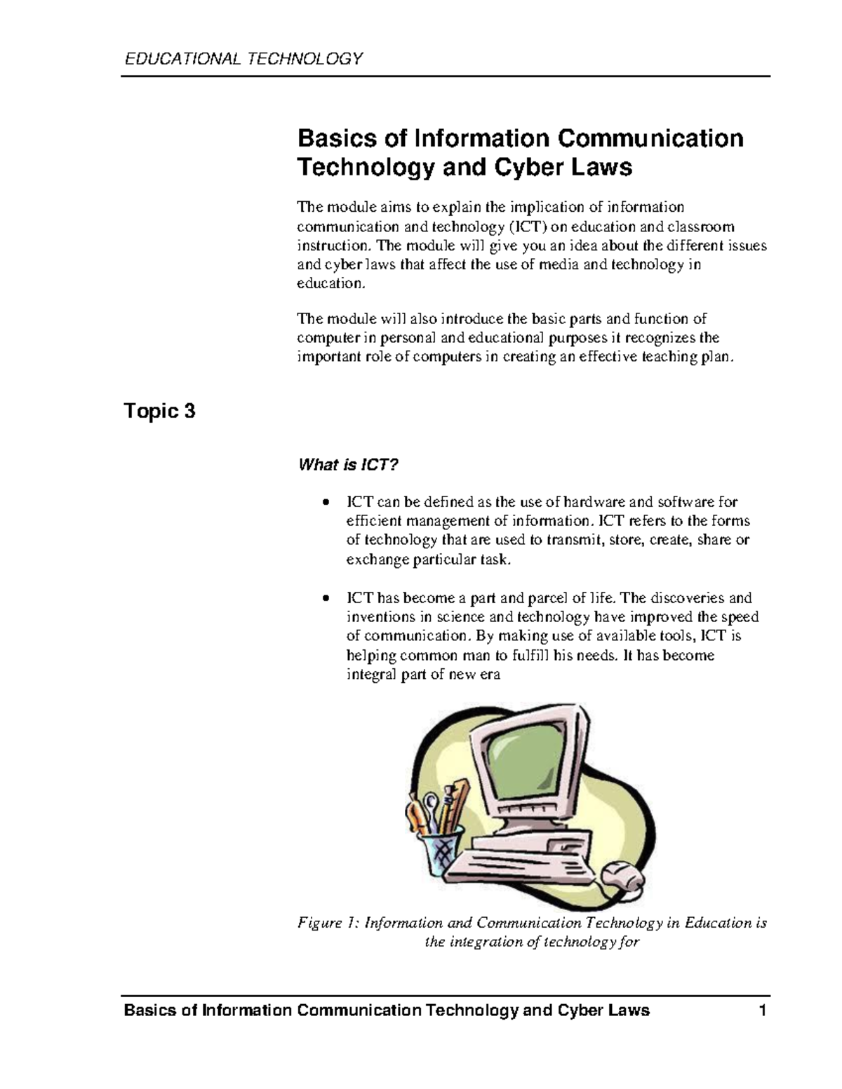 Basics of Information Communication Technology and Cyber Laws - The ...