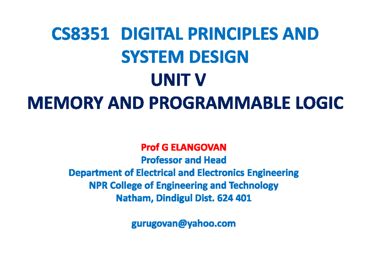 DE Unit 5 - digital electronics notes - B.tech CSE 2ND year - Studocu