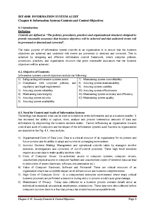 Chapter 7 IS Audit Process - Information System Audit Chapter 7: IS ...
