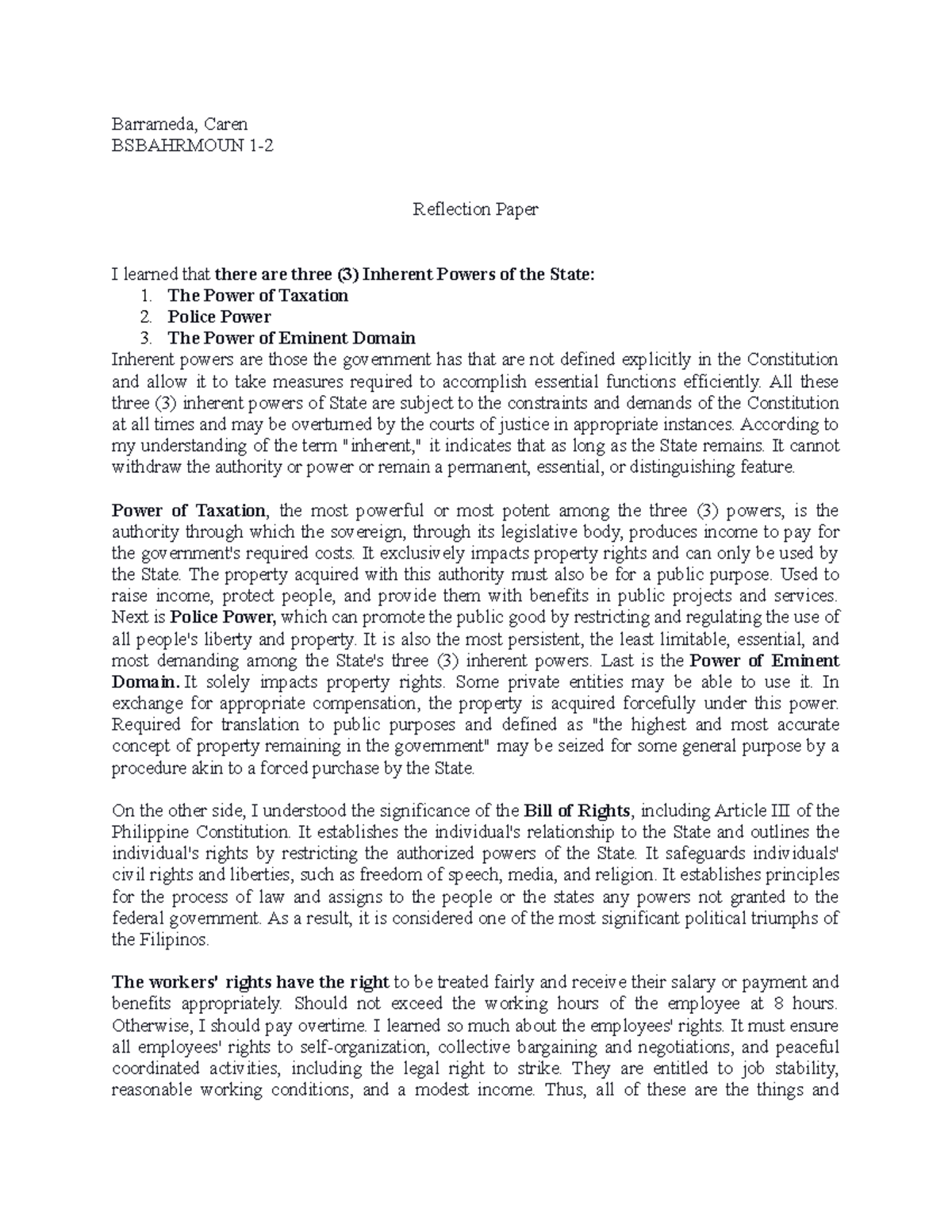 Reflection Paper in Contemporary World 2021 - Barrameda, Caren ...