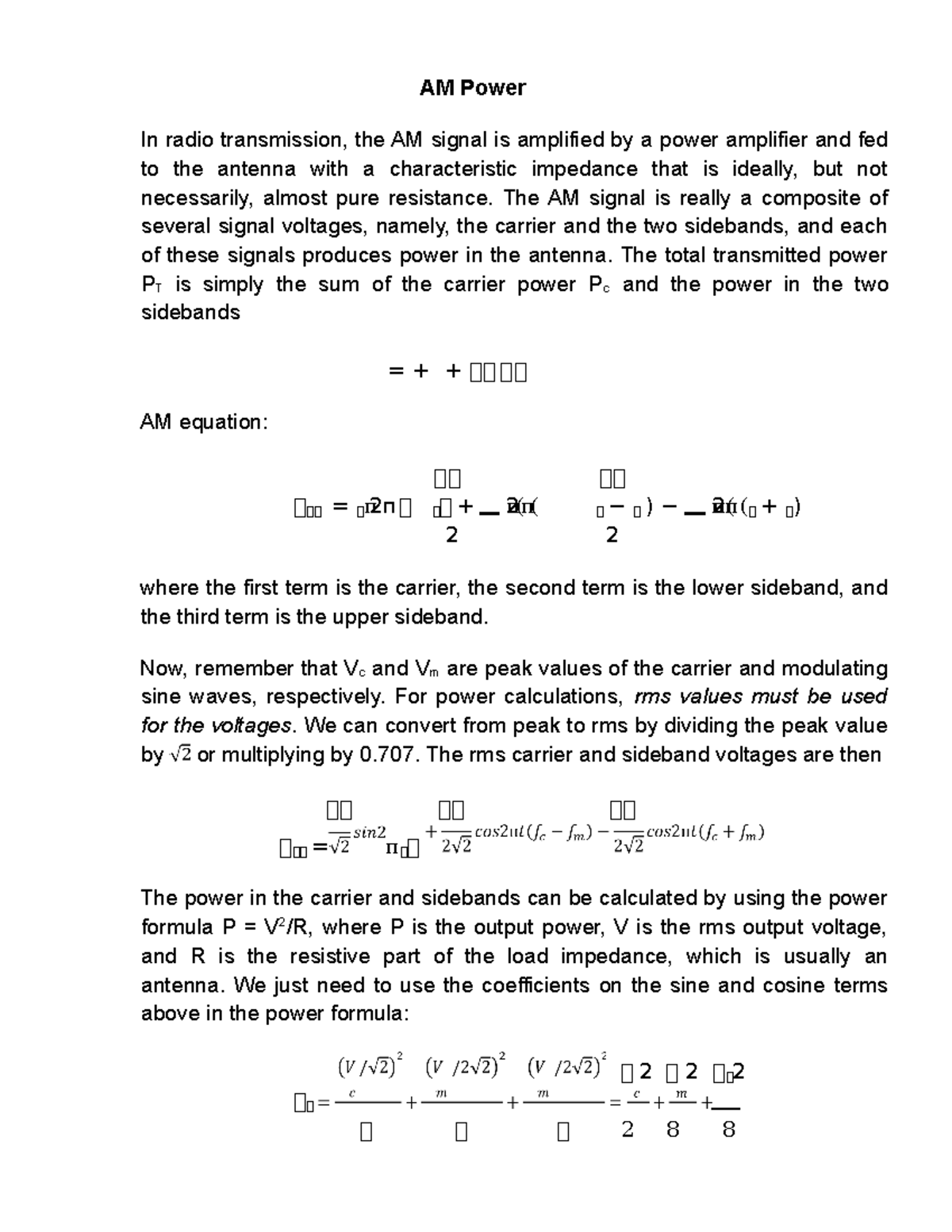 AM Power - AM Power In radio transmission, the AM signal is amplified ...
