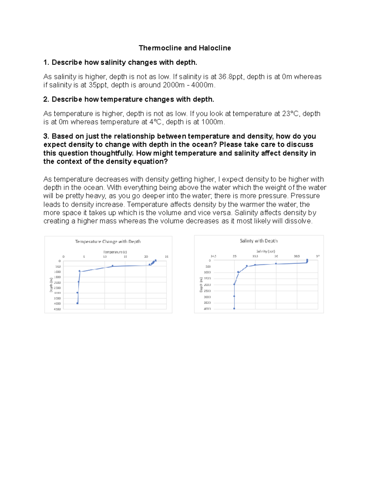 Thermocline and Halocline Graphs - Thermocline and Halocline 1 ...