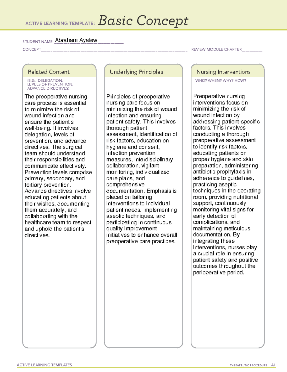 Basic concept postoperative - NSG360 - ACTIVE LEARNING TEMPLATES ...