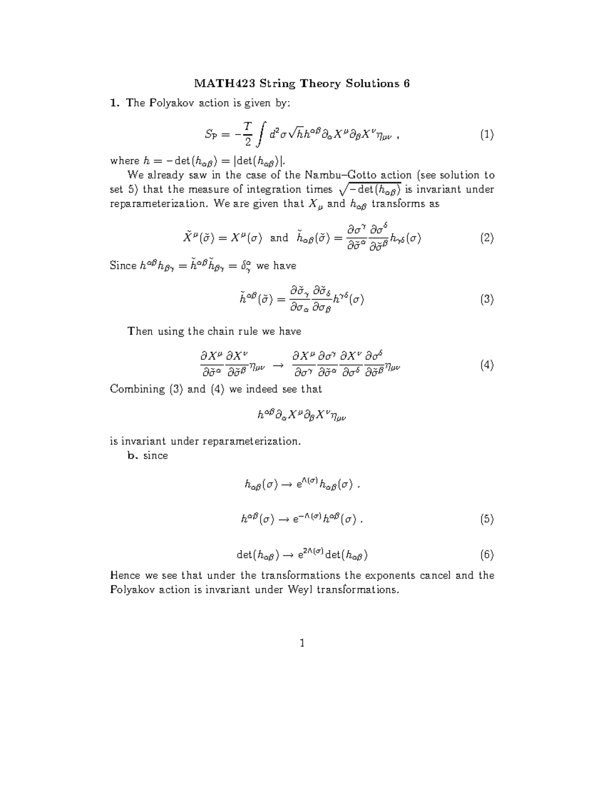 MATH423 2015-2016 Homework 6 - Solutions - MATH423 String Theory ...