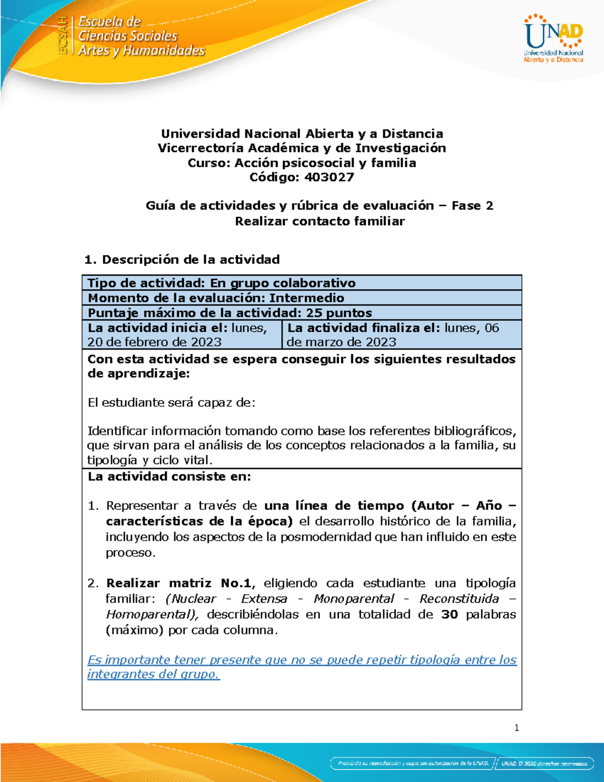 Guía de actividades y Rubrica de evaluación Unidad 1 - Fase 2 ...