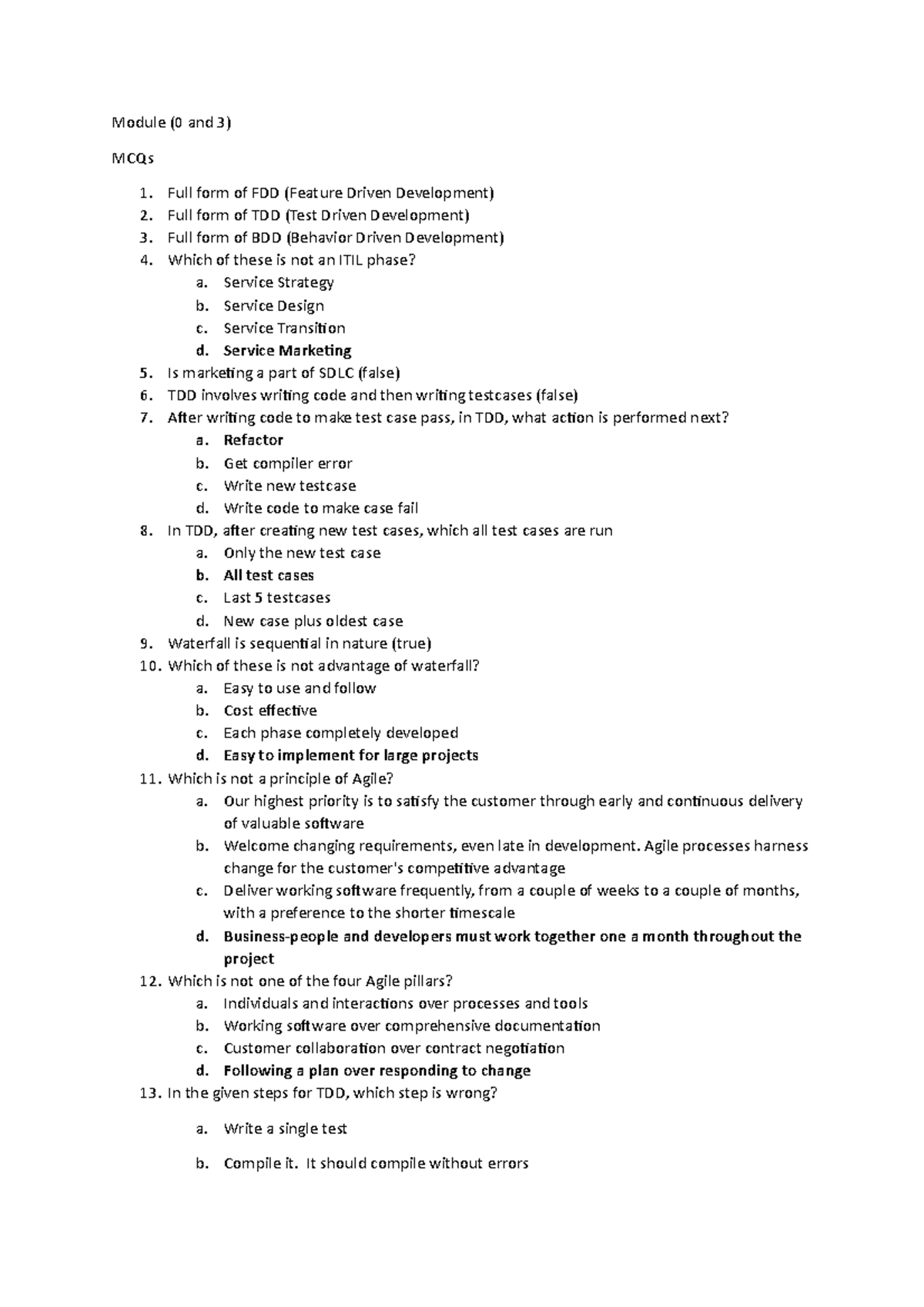 Questions(For module 0 and 3 combined) (1) - Module (0 and 3) MCQs Full form of FDD (Feature ...