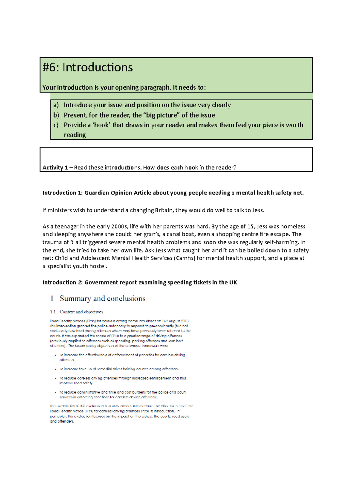 Writing - introductions - #6: Introductions Your introduction is your ...