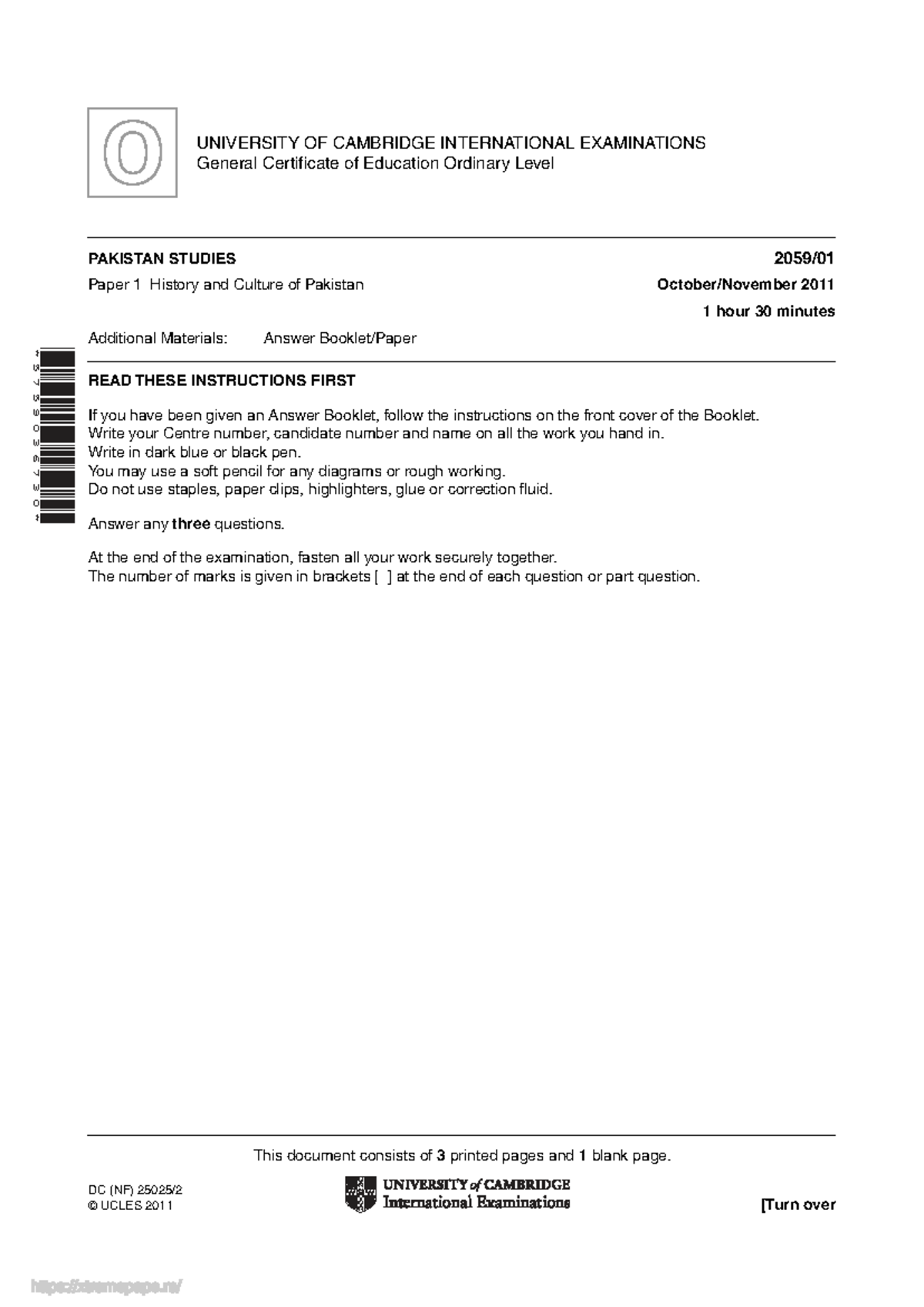2059 w11 qp 1 - past paper - This document consists of 3 printed pages ...