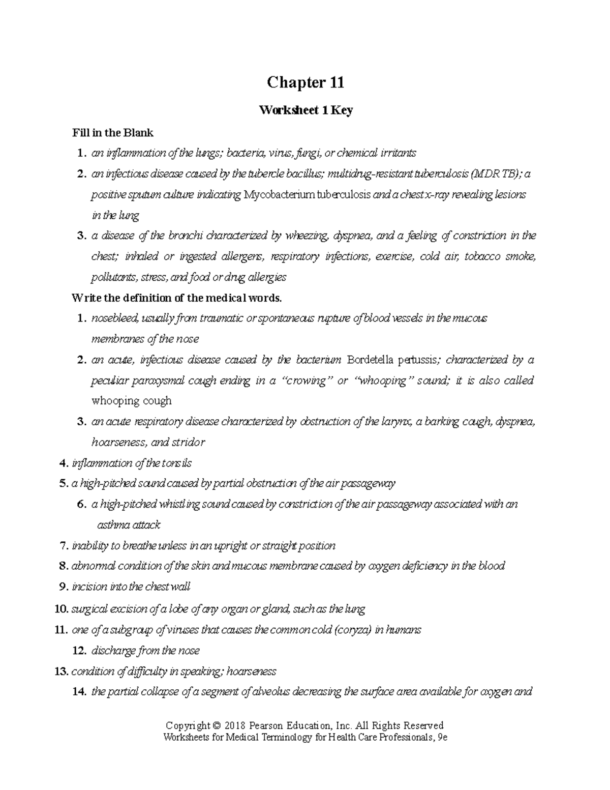 Chapter 11 Worksheet Key Chapter 11 Worksheet 1 Key Fill In The Blank 